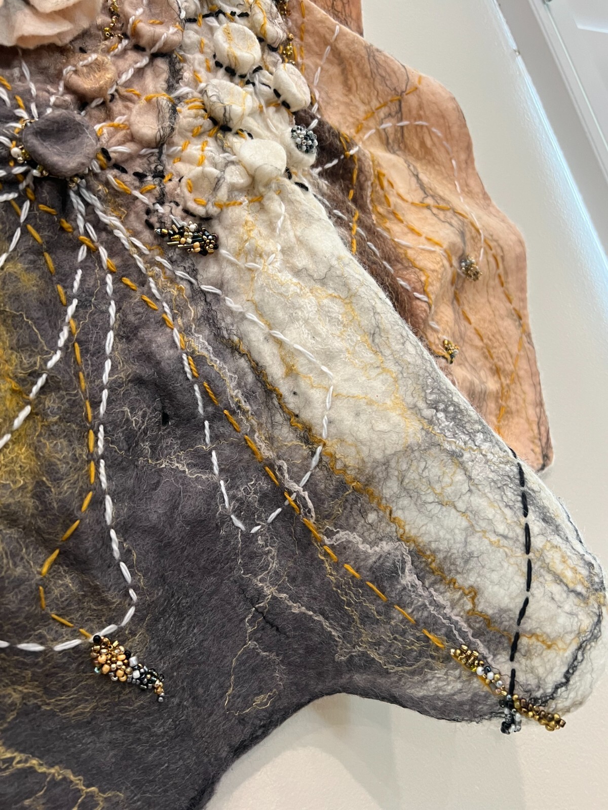 Nuno Felt 3-D Interior Design Art Tapestry ‘Morning Glory’/Wall Hanging ...