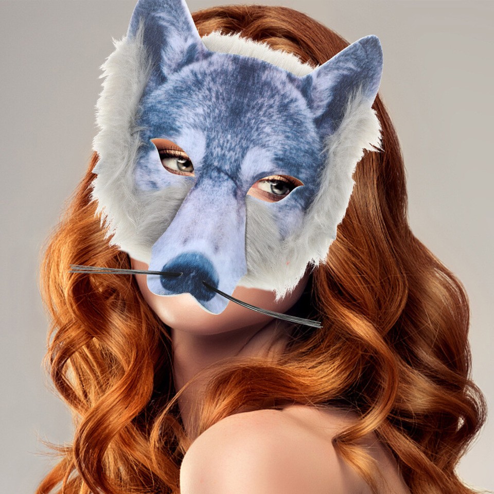 Wolf Halloween Half Mask Animal Mask Props Cosplay Dress-Up Accessories ...