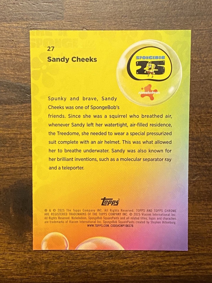 2025 Topps Chrome SpongeBob SquarePants 25th Anniversary #27 Sandy ...