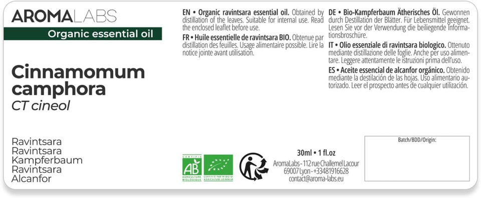 Ravintsara BIO (Cinnamomum Camphora CT Cineolo) - 30 Ml - Olio ...