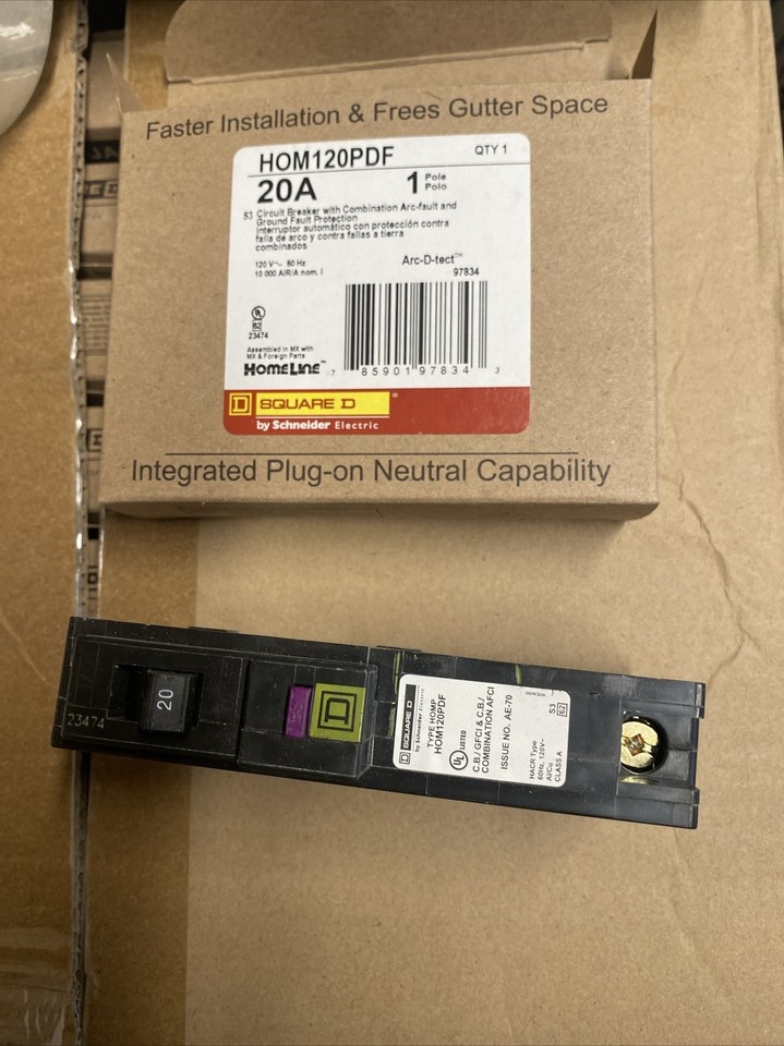 SQUARE D HOMELINE HOM120PDF HOM120PDFC 20A AFCI/GFCI PLUG ON NEUTRAL | eBay