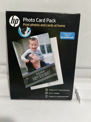 HP Photo Card Pack 10 Sheets 5x7 with Envelopes 5 Sheets 4x6 Glossy ...