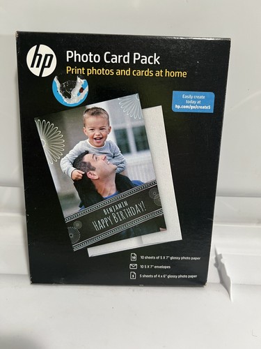 HP Photo Card Pack 10 Sheets 5x7 with Envelopes 5 Sheets 4x6 Glossy ...