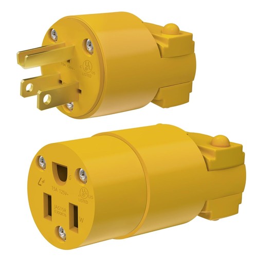 Electrical Replacement Plug & Connector Set, 15 Amp 125 Volt, Extension ...