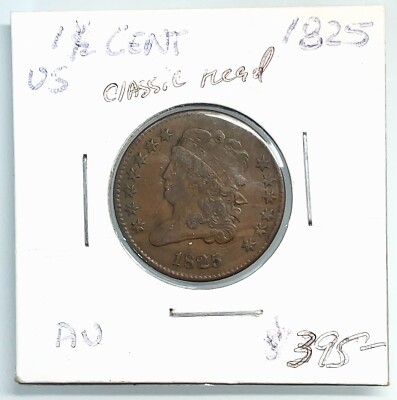 1825 Classic Head Half Cent 1/2c High Grade BN Brown XF/AU Collectible ...