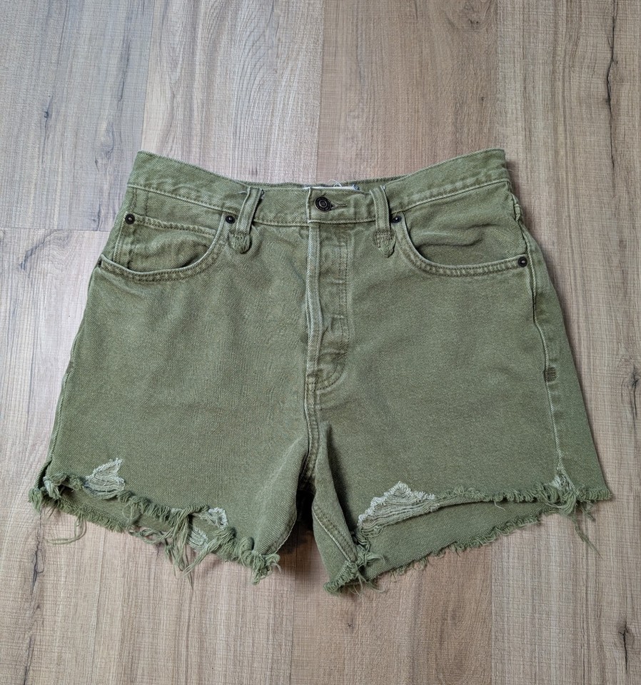 We The Free Shorts Size 28 Button Fly Cutoffs Green Denim Makai ...