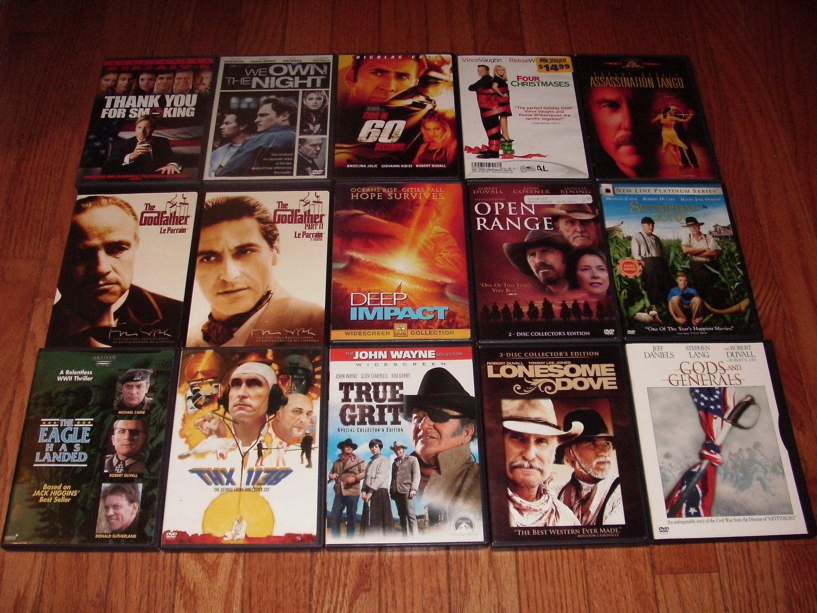 Robert Duvall collection of 15 DVDs. THX 1138, Lonesome Dove, Godfather ...