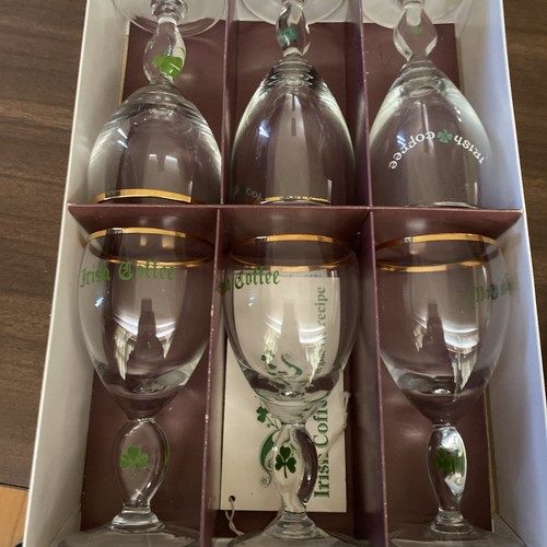 Vintage Set Of 6 Irish Coffee Stemmed Goblets With Box, Includes Recipe ...