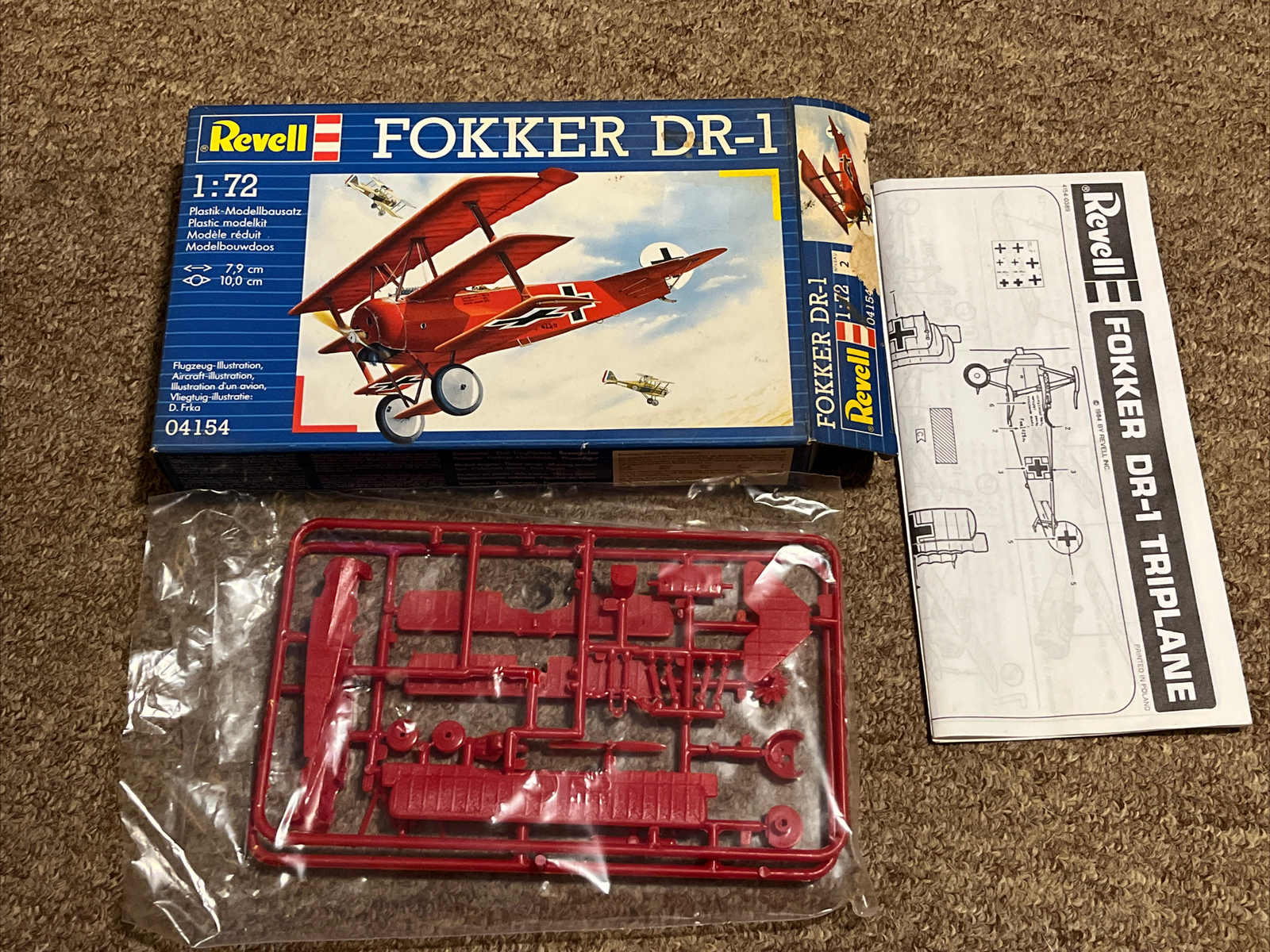 REVELL #04116 1/72 SCALE FOKKER DR.1 TRIPLANE UNBUILT- no decals inc ...