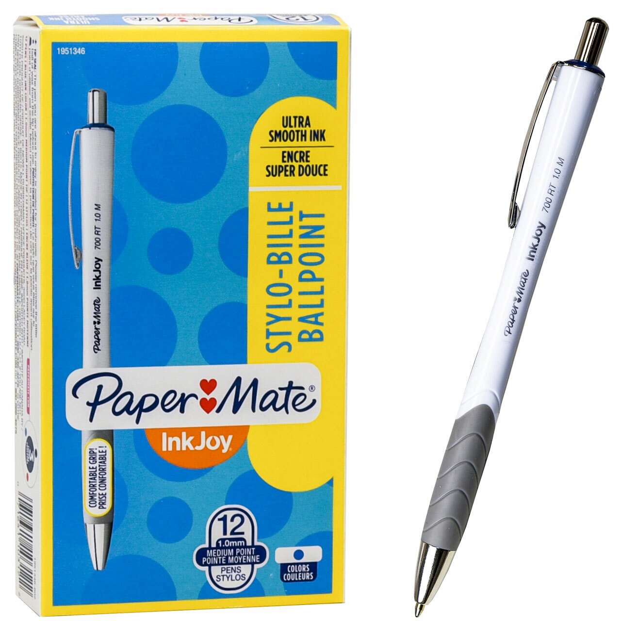Paper Mate InkJoy 700 RT Retractable Ballpoint Pen 1mm Blue Ink White ...