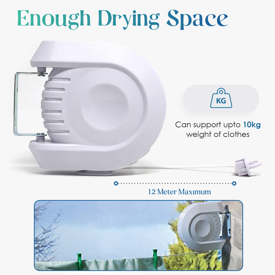 12-30m Retractable Washing Line Wall Mounted Heavy Duty Clothes Dryer ...