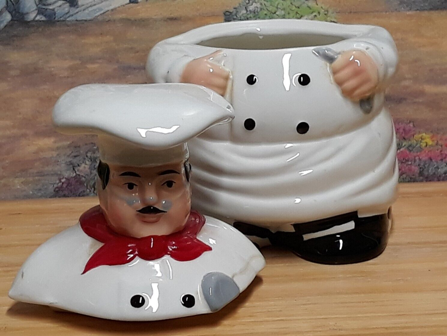 Set of Two Casa Vero Fat Chef Ceramic Canisters with Shalf by ACK | eBay