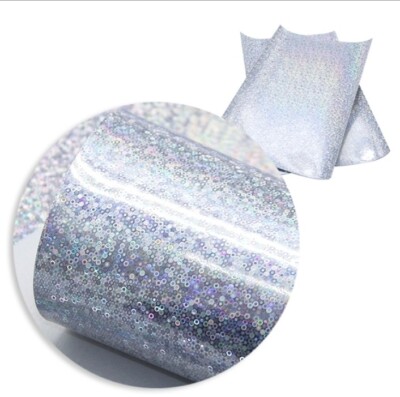 Holographic laser FAUX LEATHER SHEET 8 X 13" 1079896 Silver smooth ...