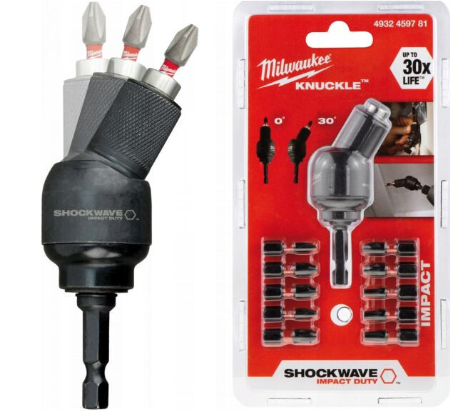 Angle Impact Socket Knuckle Milwaukee + Bits 1/4 Shockwave Adapter ...