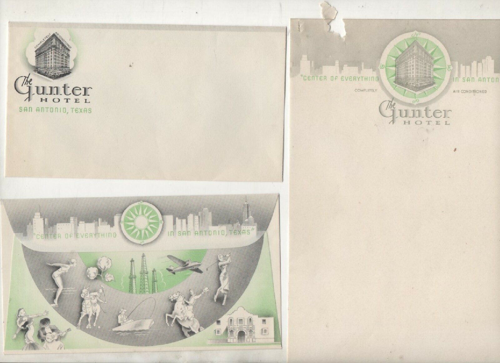 Illustrated Letterhead & Envelope For The Gunter Hotel, San Antonio ...