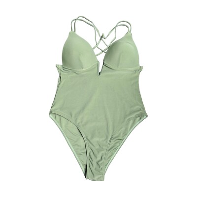 Tinstree Women's One Piece Cross Back Swimsuit Adjustable Strap Green ...