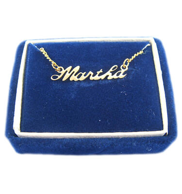 Vintage Script 16" Gold Tone Name "Martha" Charm Necklace | eBay