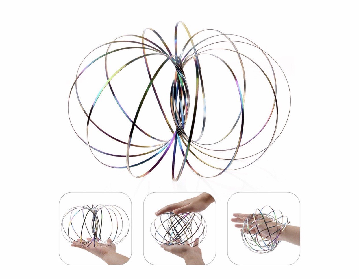 3D MAGIC Flow RING TOYS FUNNY KINETIC SPRING ARM SLINKY JUGGLE RAINBOW ...