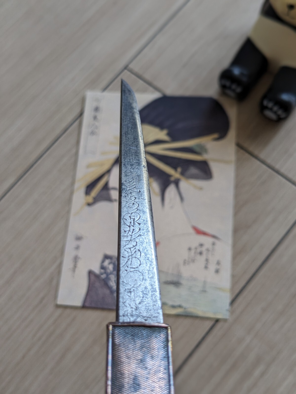 【beautiful flower！】 Kozuka handle with Kogatana blade set!Japan antique ...