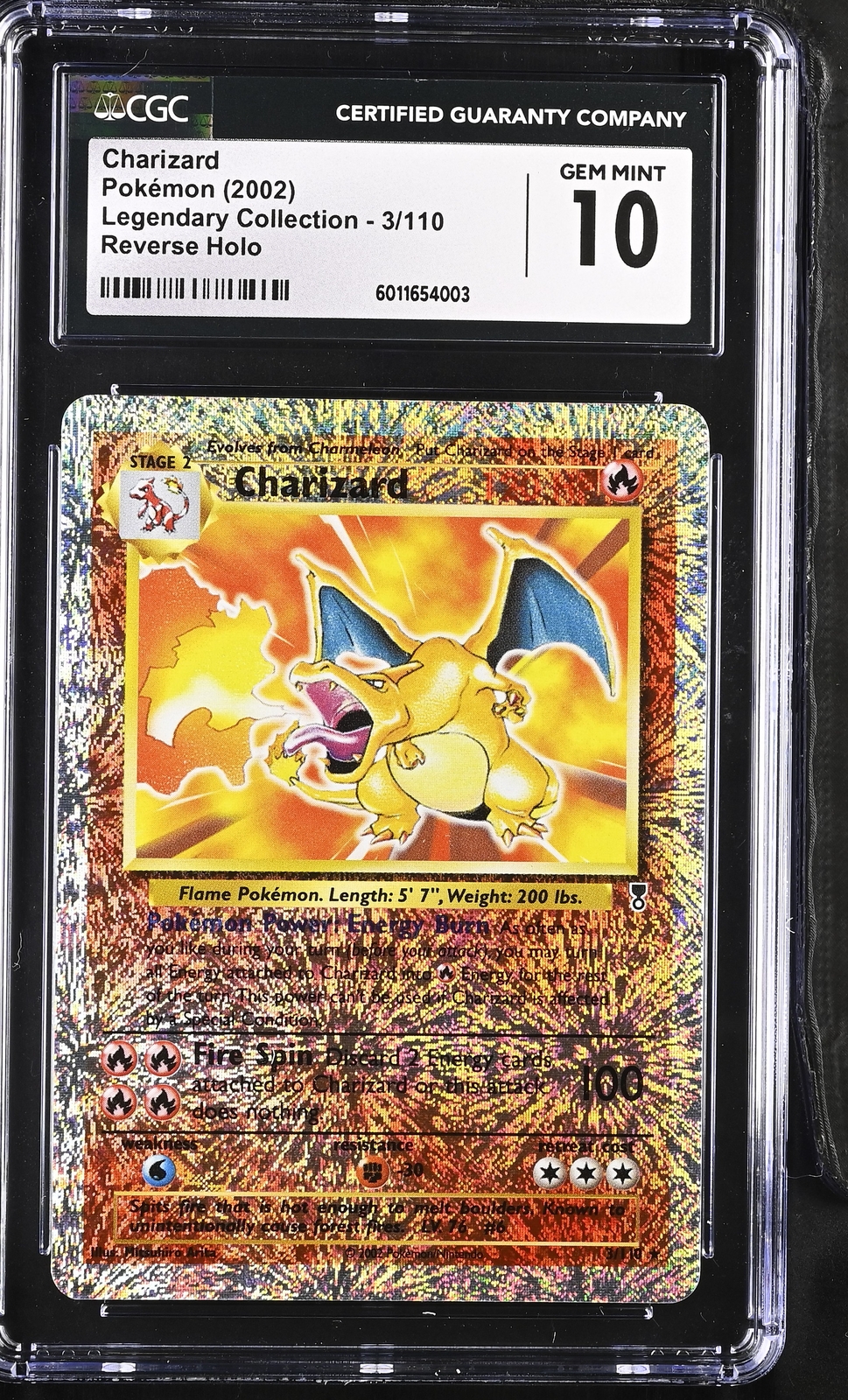 CGC 10 GEM MINT Charizard Legendary Collection 3/110 Reverse Holo ...