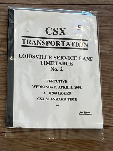 Vintage CSX Railroad Train Louisville Timetable 1998 Book Manual ...
