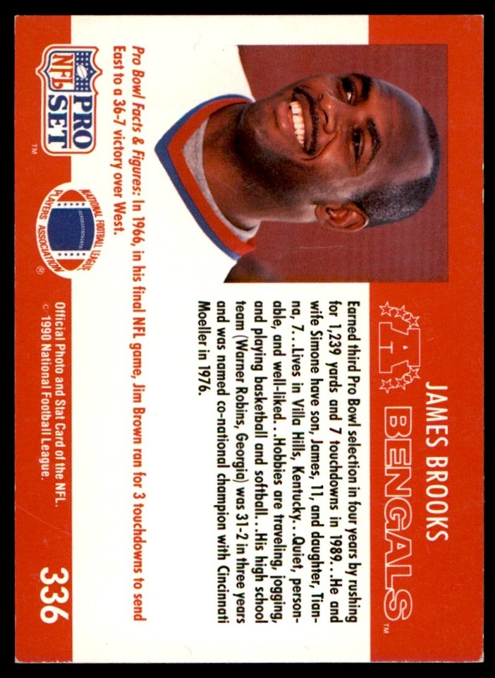 1990 Pro Set James Brooks Cincinnati Bengals #336 | eBay