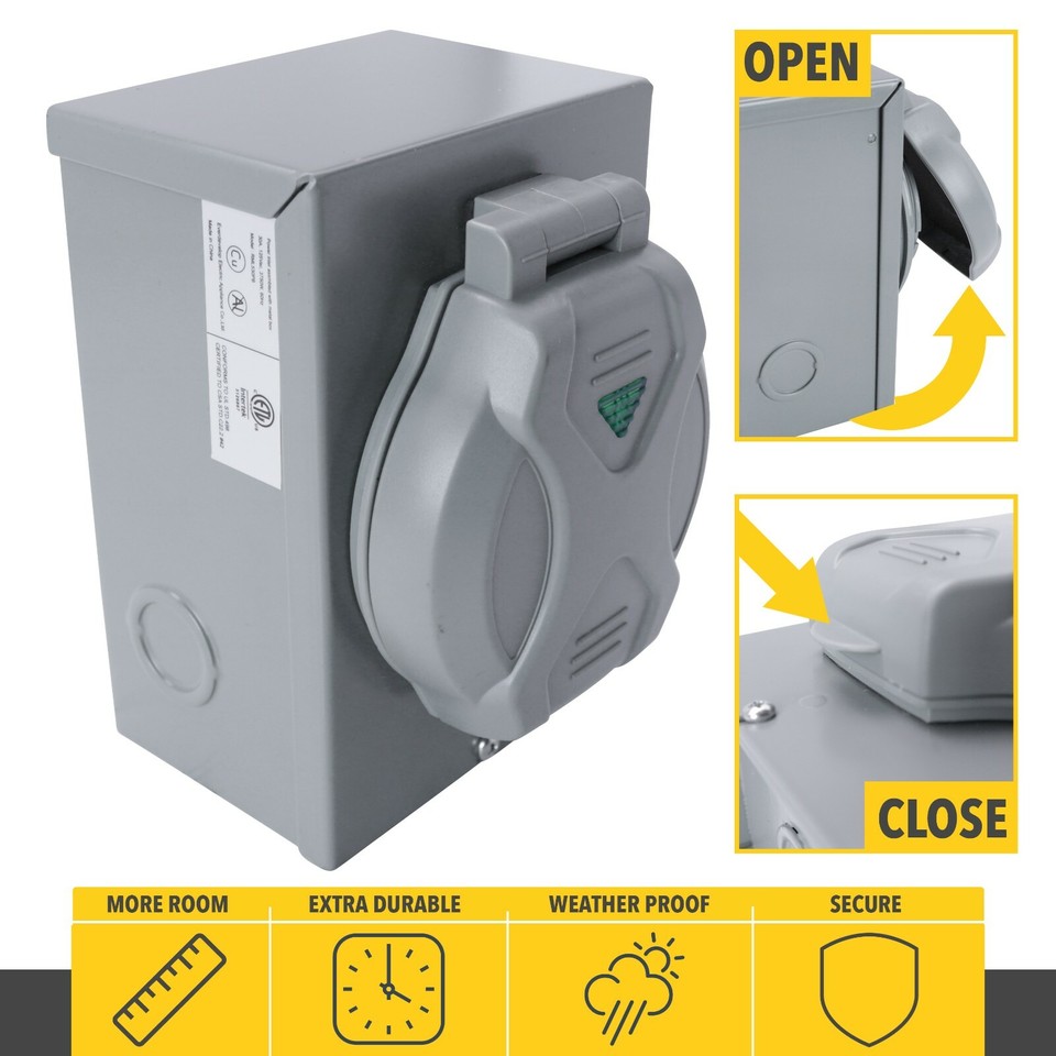 120/250V 50Amp Generator Power Inlet Box SS2-50P 3 Prong Power Inlet ...