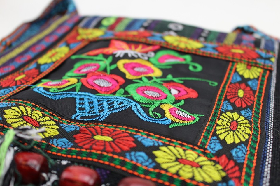 Ethnic Multicolor Embroidered Traditional Folk Style Shoulder Bag with ...