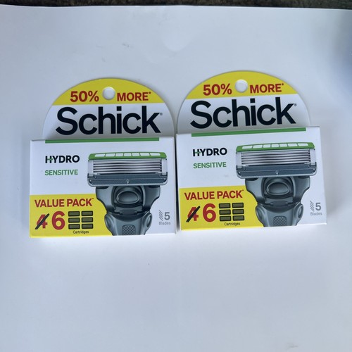 Schick Hydro Sensitive Men's 5 Blade Razor Refills 6 Cartridges each ...