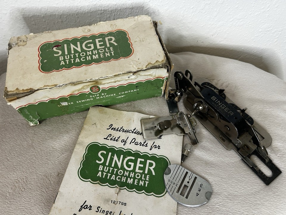 Singer Model 66 Sewing Machine With Pedal Buttonhole Attachment ...