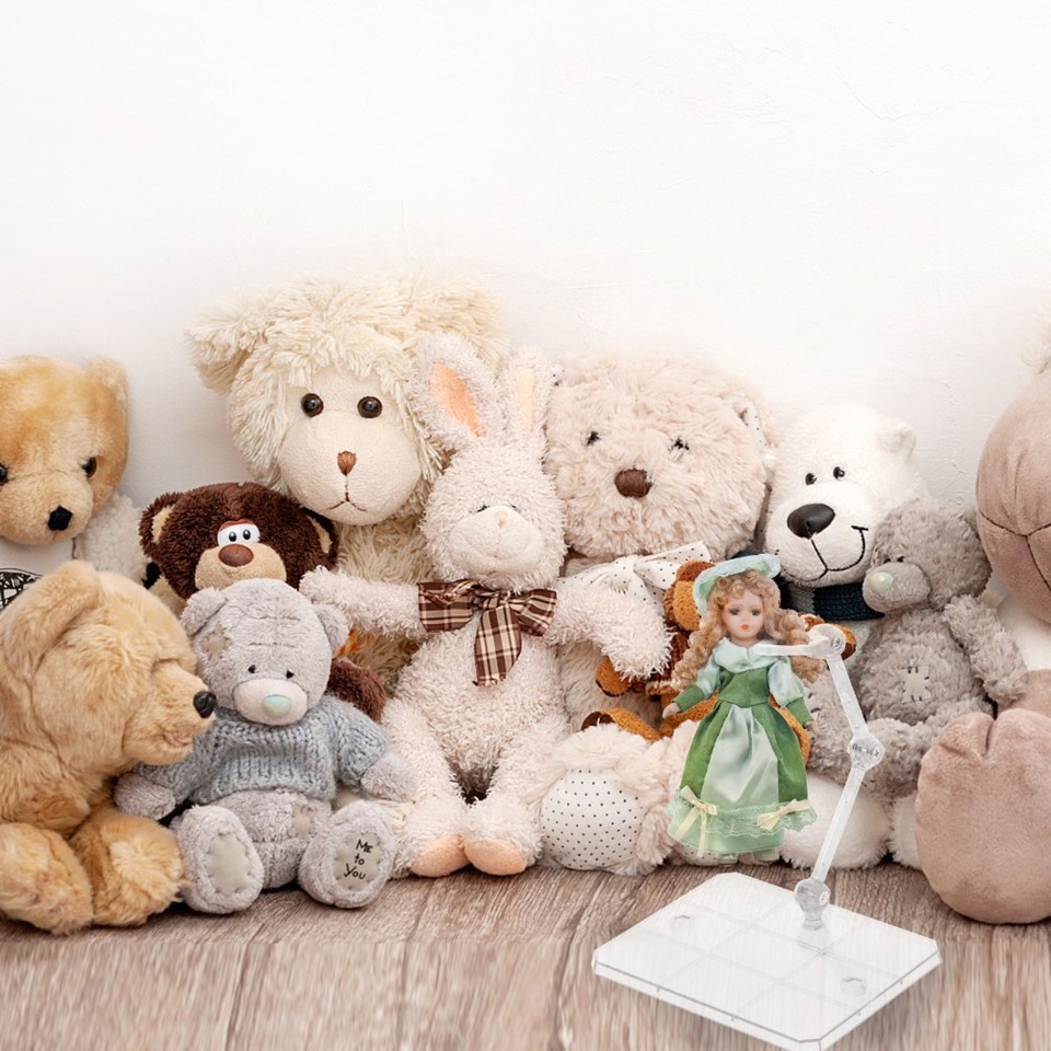 4 Pcs Adjustable Figure Holder Transparent Plastic Doll Model Display ...