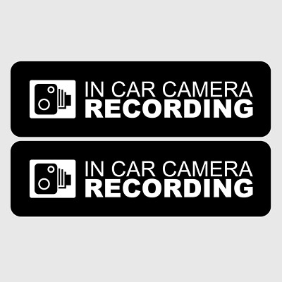 2 x In Car Camera Recording CCTV Stickers Notice Sign For Car Van Bus ...