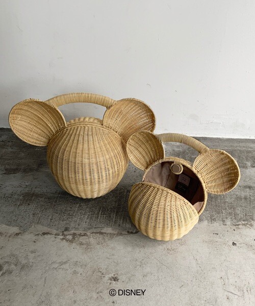 KIS Design MICKEY MOUSE Wicker bag S M Natural Black Rattan Handmade ...