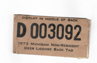 MICHIGAN HUNTING LICENSE----1973 DEER | eBay