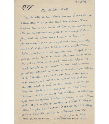 PARAIN (Brice). Philosophe et essayiste. Lettre autographe à Merleau ...