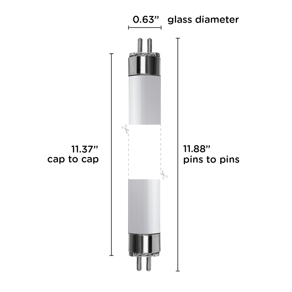 4 Pack LED Tube L8 F8T5/30K 12" INCH 5W =8W G5 Mini 2-Pin Base 3000K ...