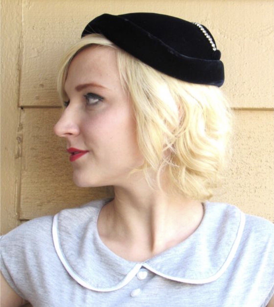 Sapphire Blue Juliet Cap Velvet Nita Hats of Dallas W… - Gem