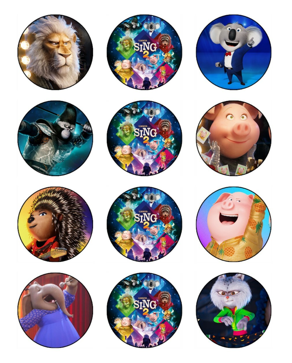 SING Cake Toppers Edible Wafer Paper A4 & 12 Cupcake Toppers | eBay ...