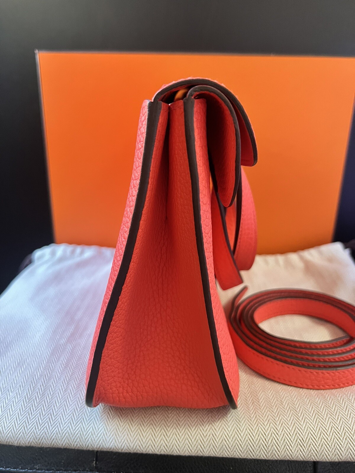 Authentic HERMES Halzan Size 25 Taurillon Clemence Rose Texas | eBay