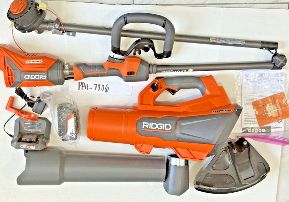 RIDGID R019001 18V Cordless String Trimmer and Leaf Blower pal7006 ...
