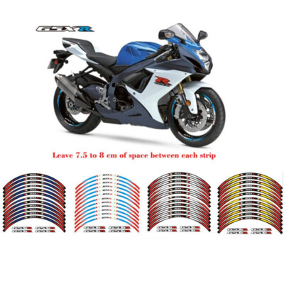 Wheel Rim Stripes Decals Tape Stickers For SUZUKI GSXR GSX-R 600/750 ...