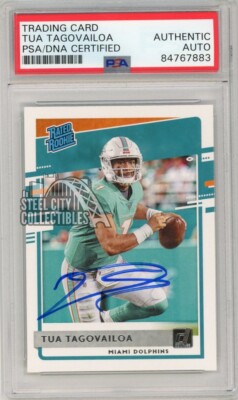 Tua Tagovailoa 2020 Panini Donruss Rated Rookie Autograph Card #302 PSA ...