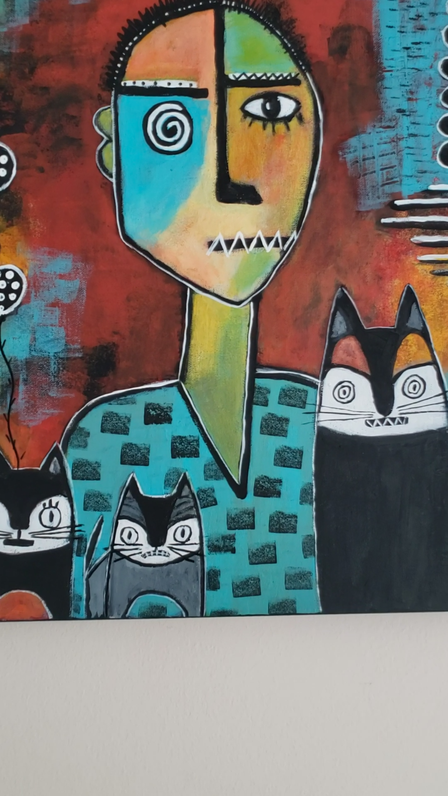 A.Z. Davis Painting 20" x 16" Abstract Modern Pop Street Outsider Folk ...