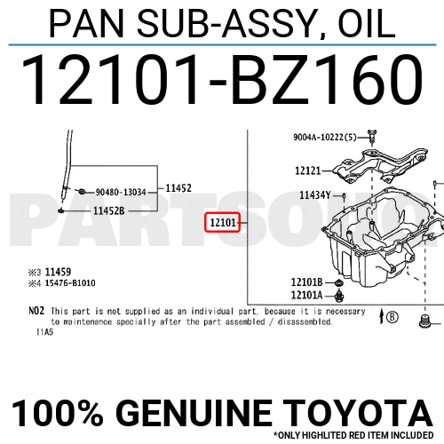 12101BZ160 Genuine Toyota PAN SUB-ASSY, OIL 12101-BZ160 | eBay