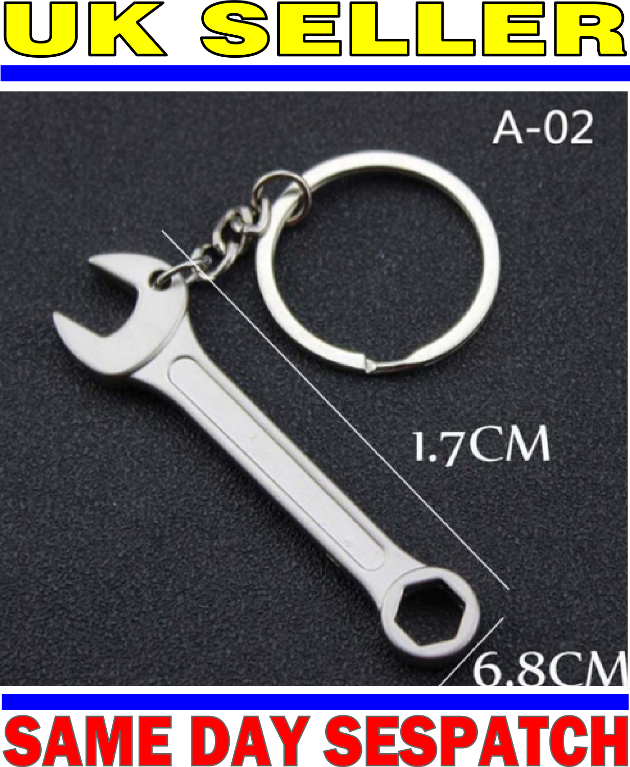 1 x Pc New Creative Tool Wrench Spanner Key Chain Ring Keyring Metal ...