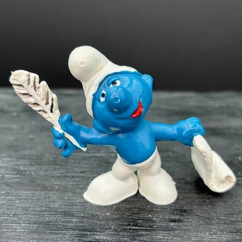 Smurfs 20022 Writer Smurf Poet Feather Pen Quill Vtg Figure Schleich ...