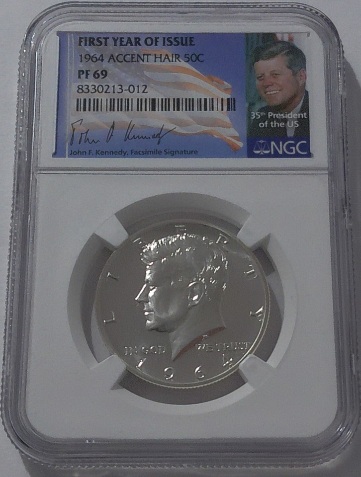 1964 NGC PF69 Proof Silver Kennedy Accent Hair Half JFK Coin 50c ...