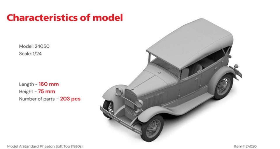 ICM 24050 1:24 Ford Model A Standard Phaeton Soft Top (1930s) | eBay UK