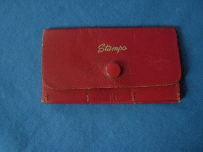 Antique Artamount Leather Folding Stamp Case Burgundy 3 3/4" x 2 1/4 ...