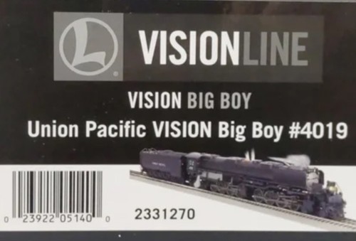 Lionel 2331270 Vision Line BIG BOY UNION PACIFIC Steam Locomotive #4019 ...
